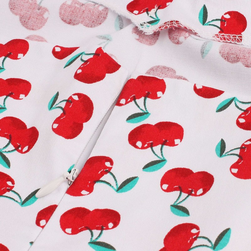 Robe Retro Dos Nu Motif Cerises